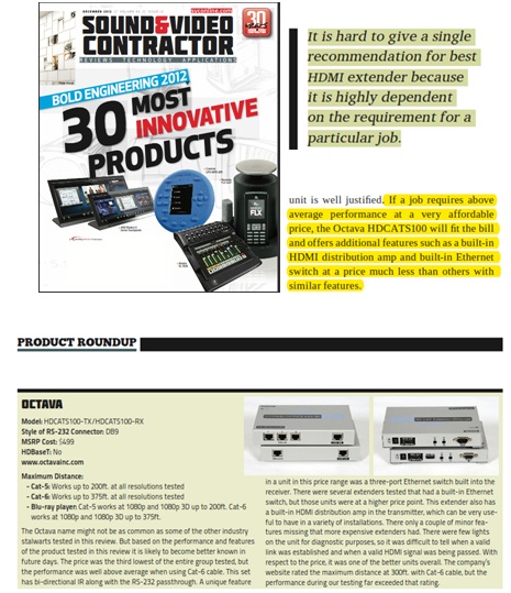 Octava-HDMI Extender over CAT reviewed by Sound and Video Contractor ... Octava-HDMI Extender over CAT reviewed by Sound and Video Contractor ...